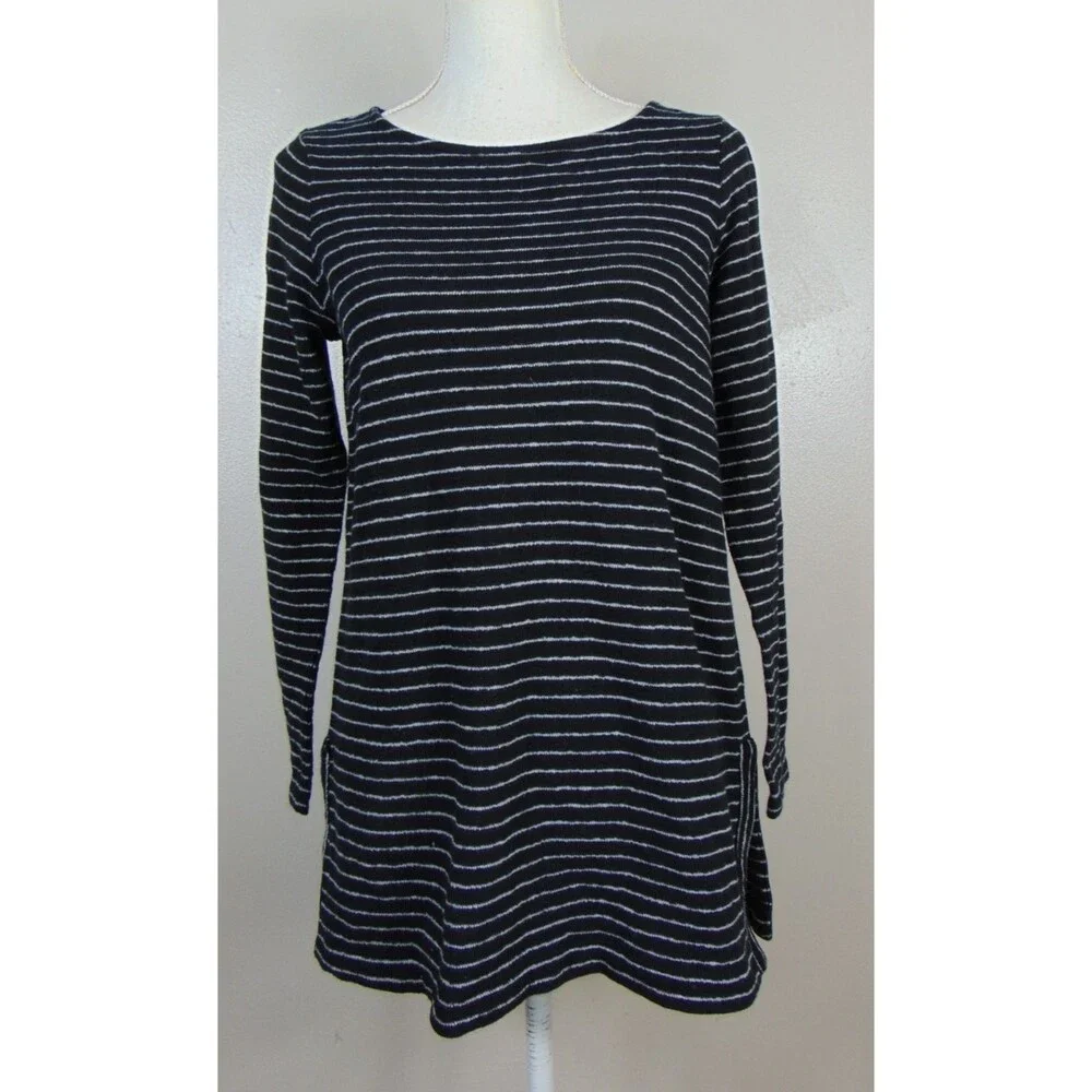 J. Jill | Tops | J Jill Petite Small Black White Striped Tunic Top Long ...